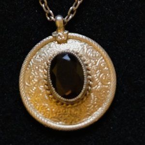 Emmons | Jewelry | Vintage Emmons Amber Colored Pendant Gold Tone ...